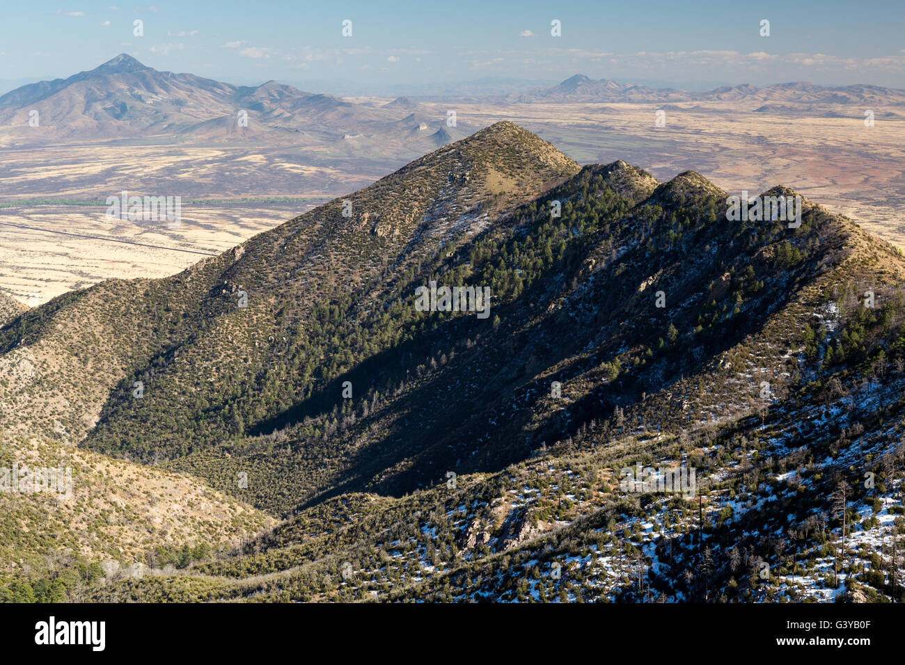 Snow coats the higher elevations of the Huachuca Mountains and other ...