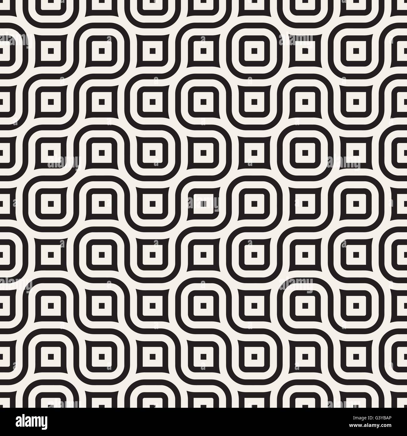 Vector Seamless Black And White Irregular Wavy Lines Geometric Pattern ...