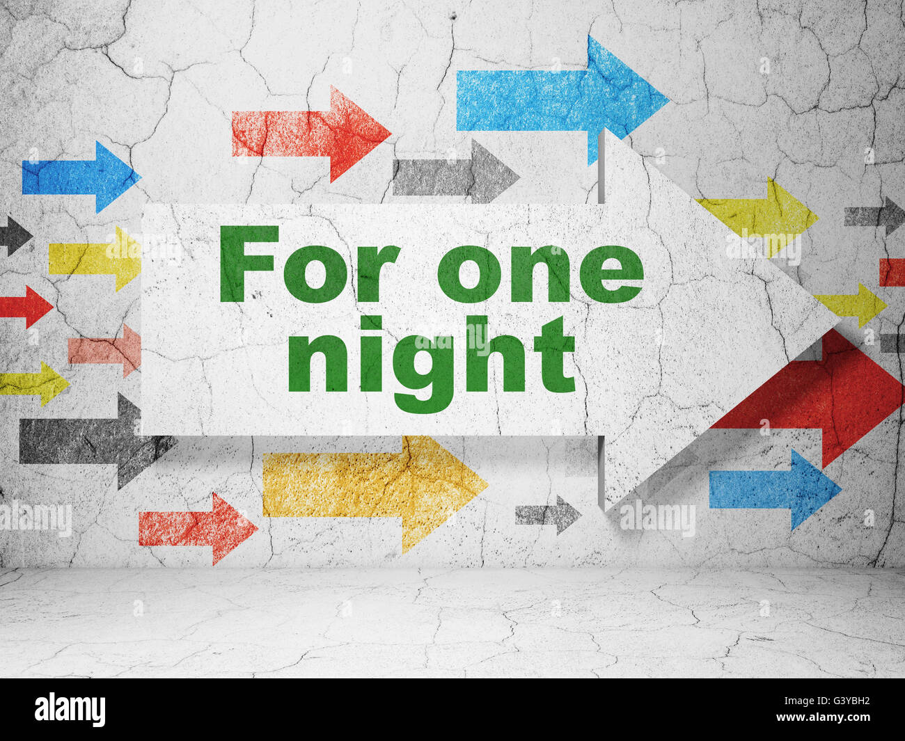 Tourism concept: arrow with For One Night on grunge wall background ...
