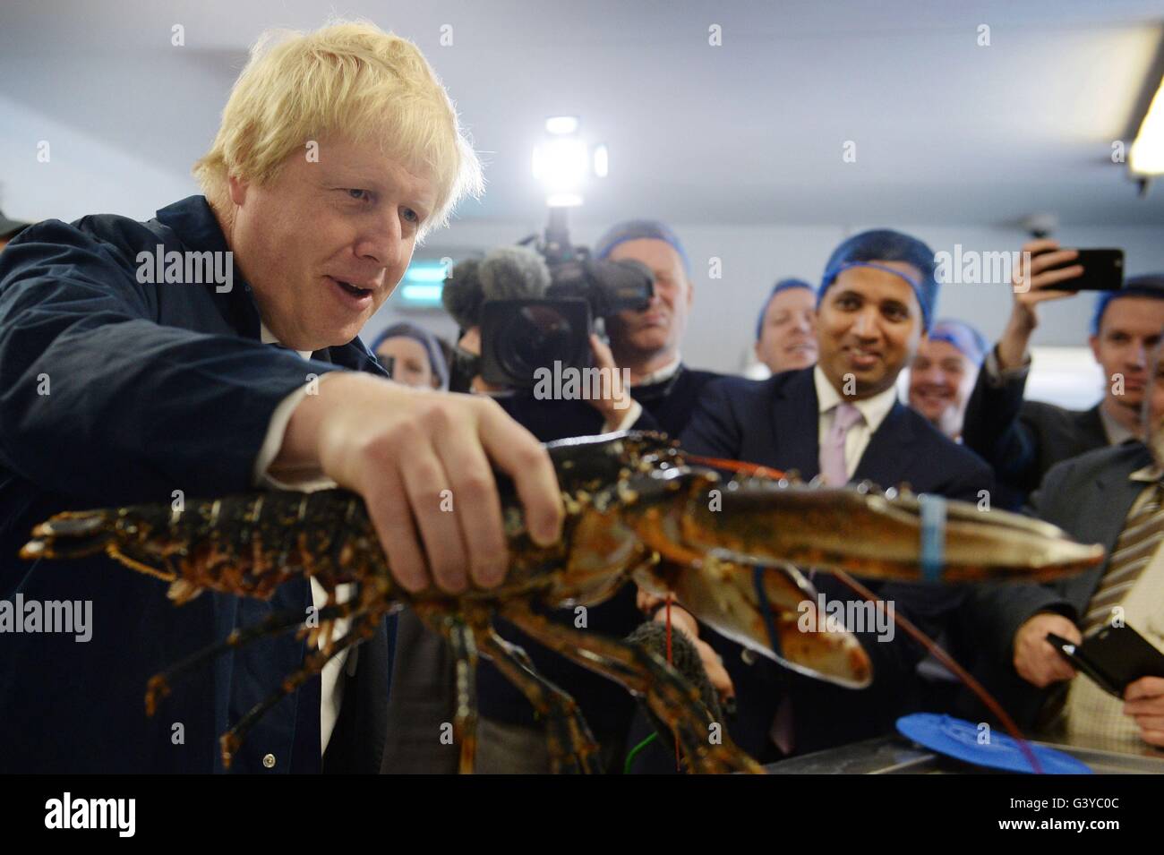 Boris Johnson MP visits Sam Cole Foods fish processing factory in ...