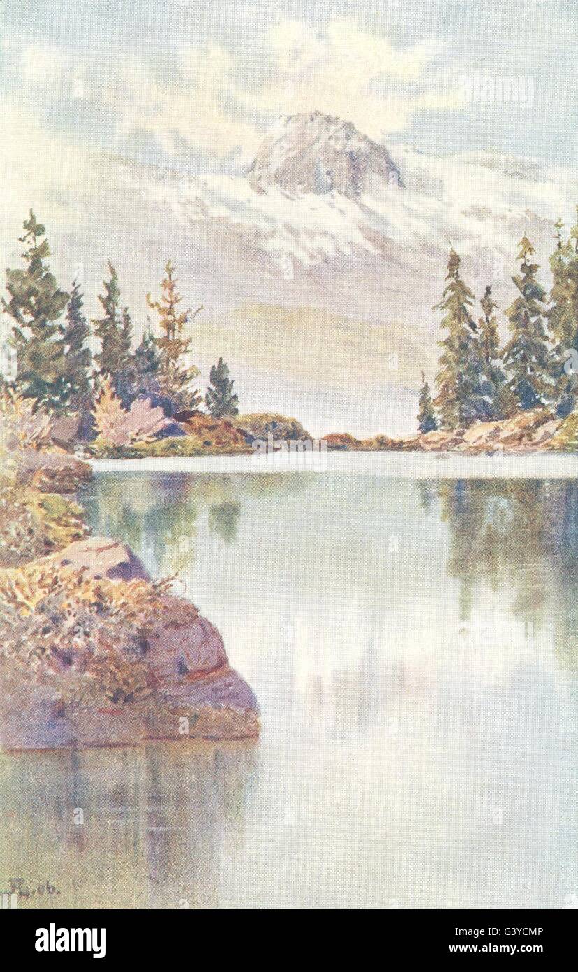 SWITZERLAND: Isola: Lago di Bitabergo, antique print 1907 Stock Photo ...