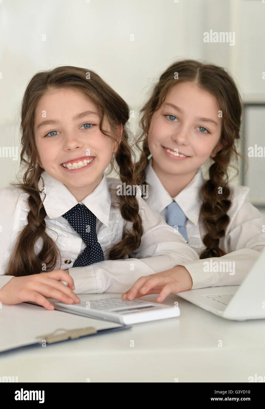 little girls making homework Stock Photo - Alamy
