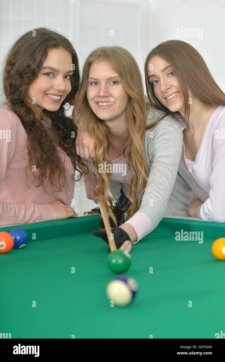 Pool table cue women hi-res stock photography and images - Alamy