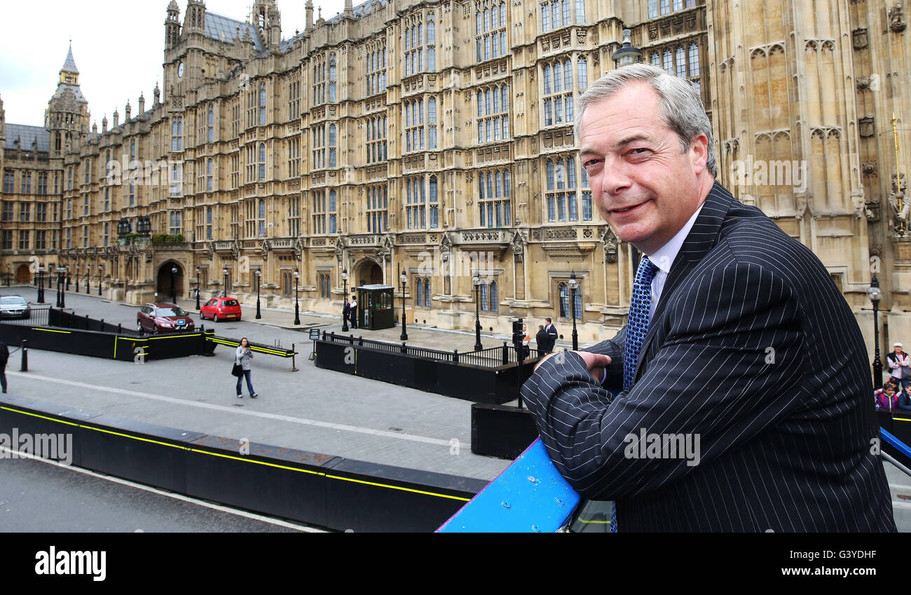 Ukip leader Nigel Farage passes the Houses of Parliament in London, on ...