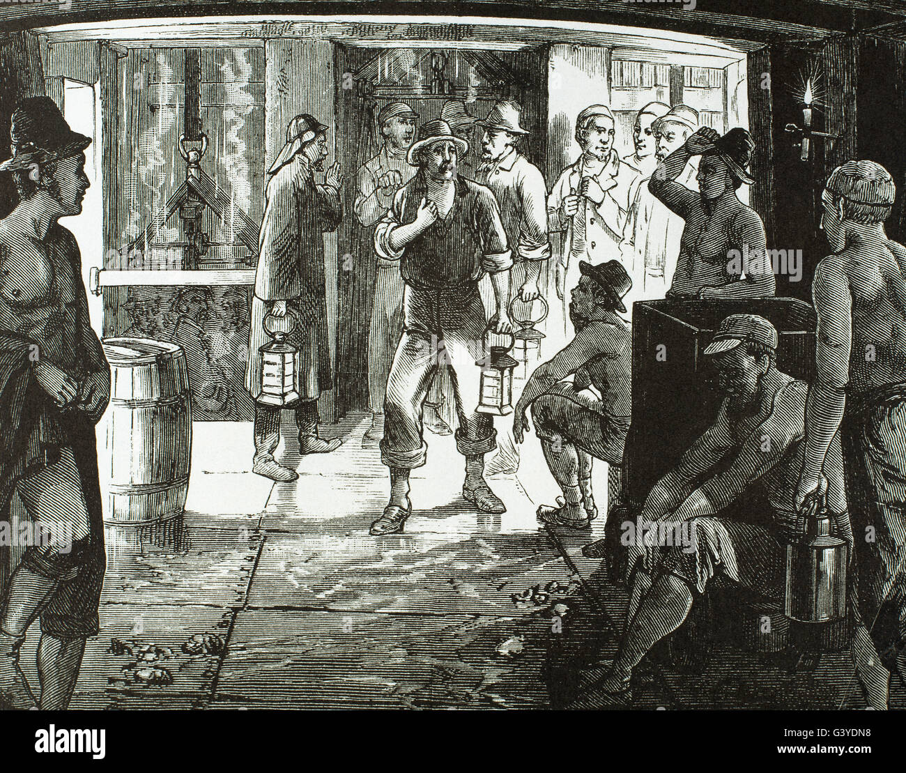 United States. 19th century. Miners inside the Consolidated Virginia ...