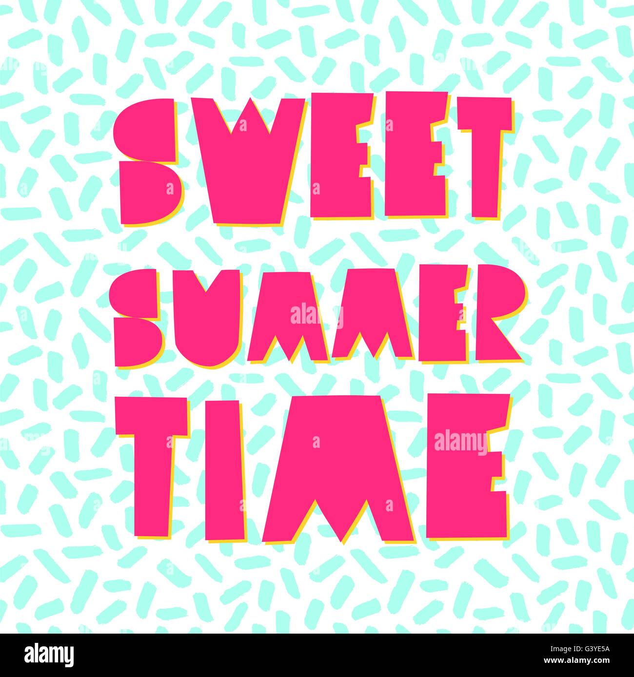 Retro typographic summer design with bright pink geometric letters on ...