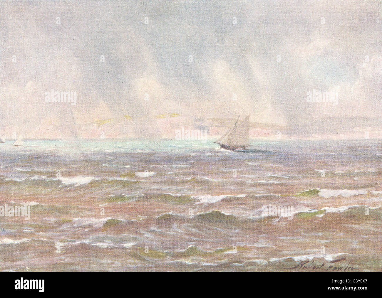 WALES: A Sudden Squall, Cardigan Bay, antique print 1905 Stock Photo ...