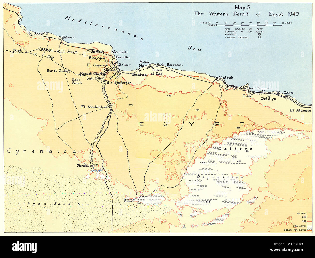 EGYPT: The Western desert of Egypt 1940, 1954 vintage map Stock Photo ...