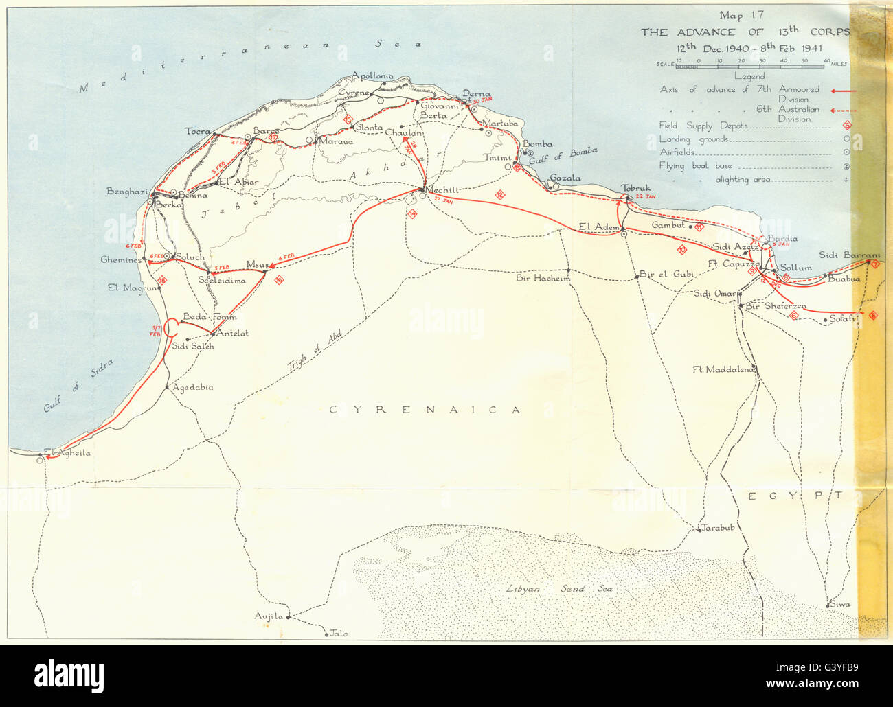 LIBYAN DESERT:British offensive:advance of 13th corps Dec 1940-Feb 1941 ...