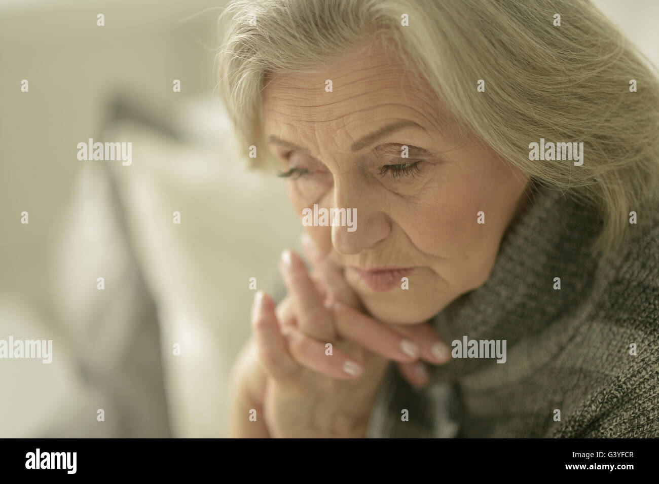 melancholy Senior woman Stock Photo - Alamy