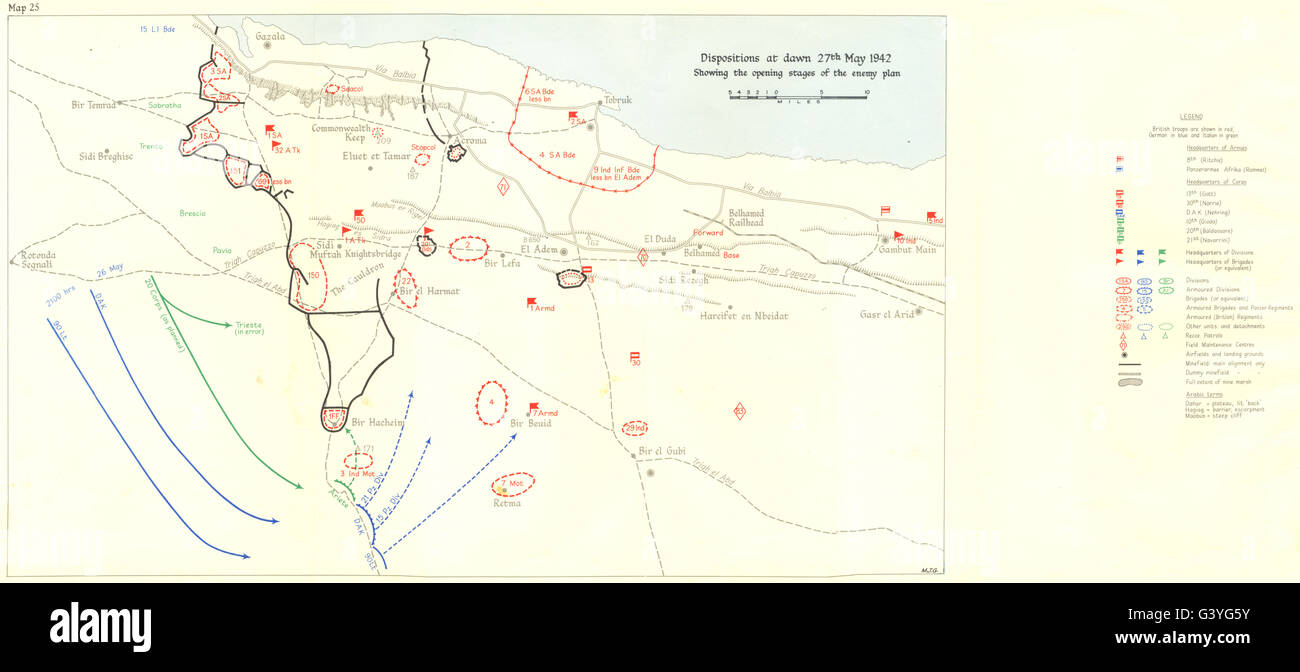 LIBYA: February-May 1942: Dispositions at dawn 27th May 1942, 1960 ...