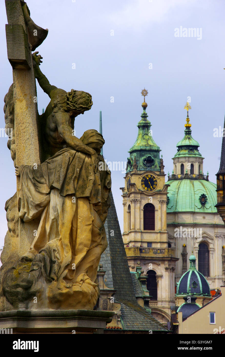 Statue at Charles Bridge, Prague Stock Photo - Alamy