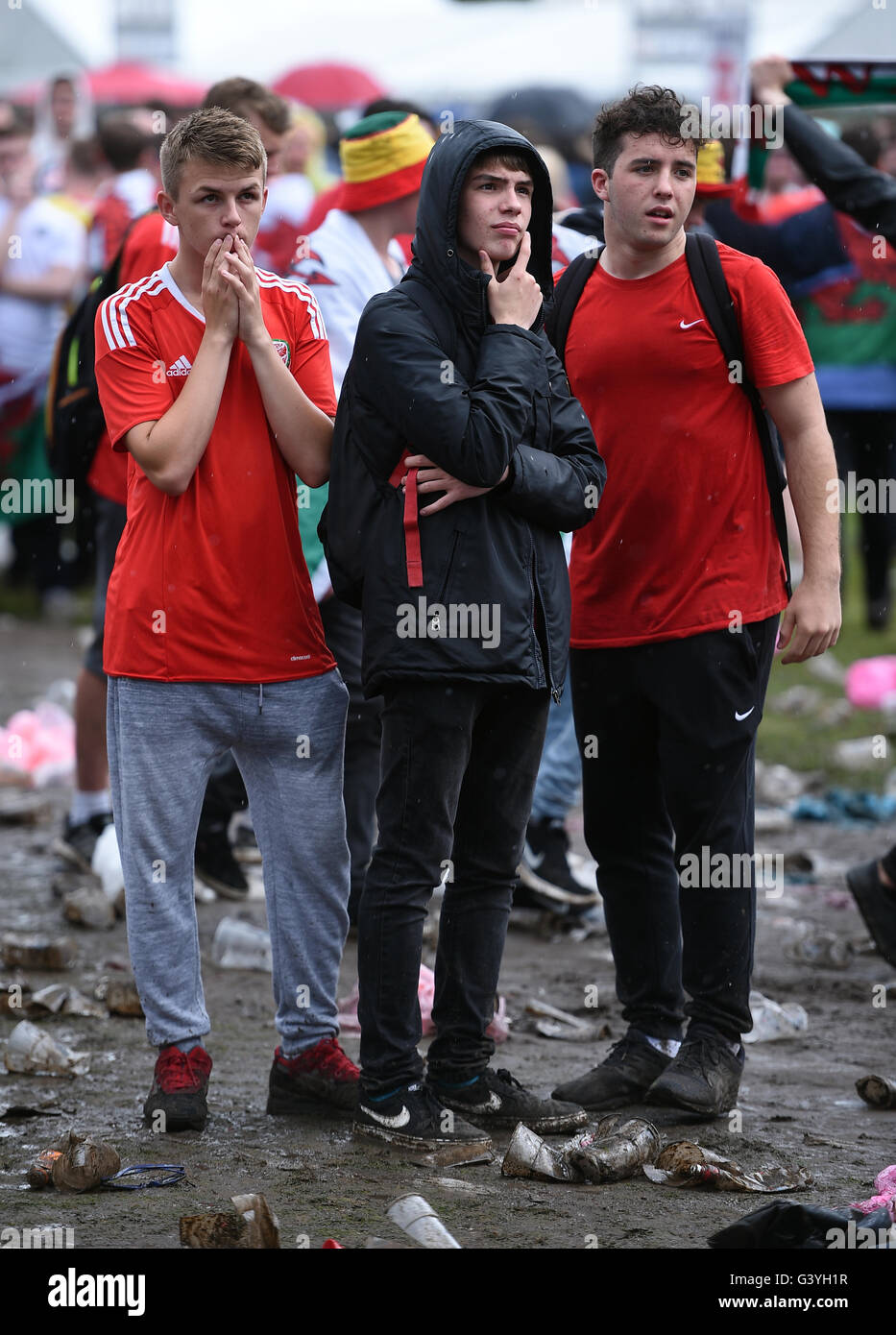 Wales fans look dejected after their team lost the Wales v England Euro ...