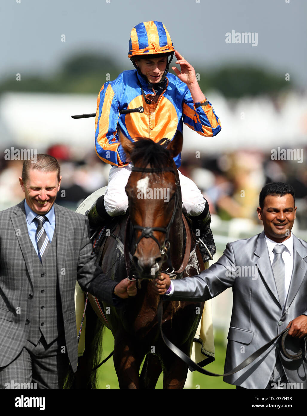 Ryan Moore celebrates on Order of St George winning the Gold Cup in ...