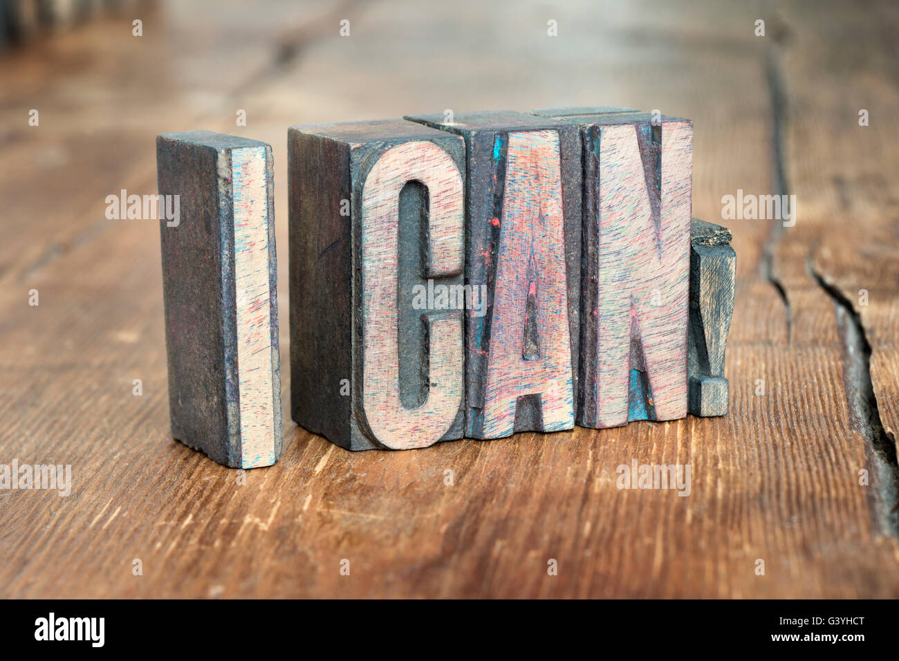 I can exclamation made from wooden letterpress type on grunge wood ...