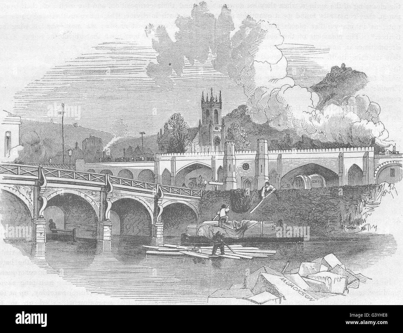 SOMERSET: Bath: Bridge and Railway, antique print 1850 Stock Photo - Alamy