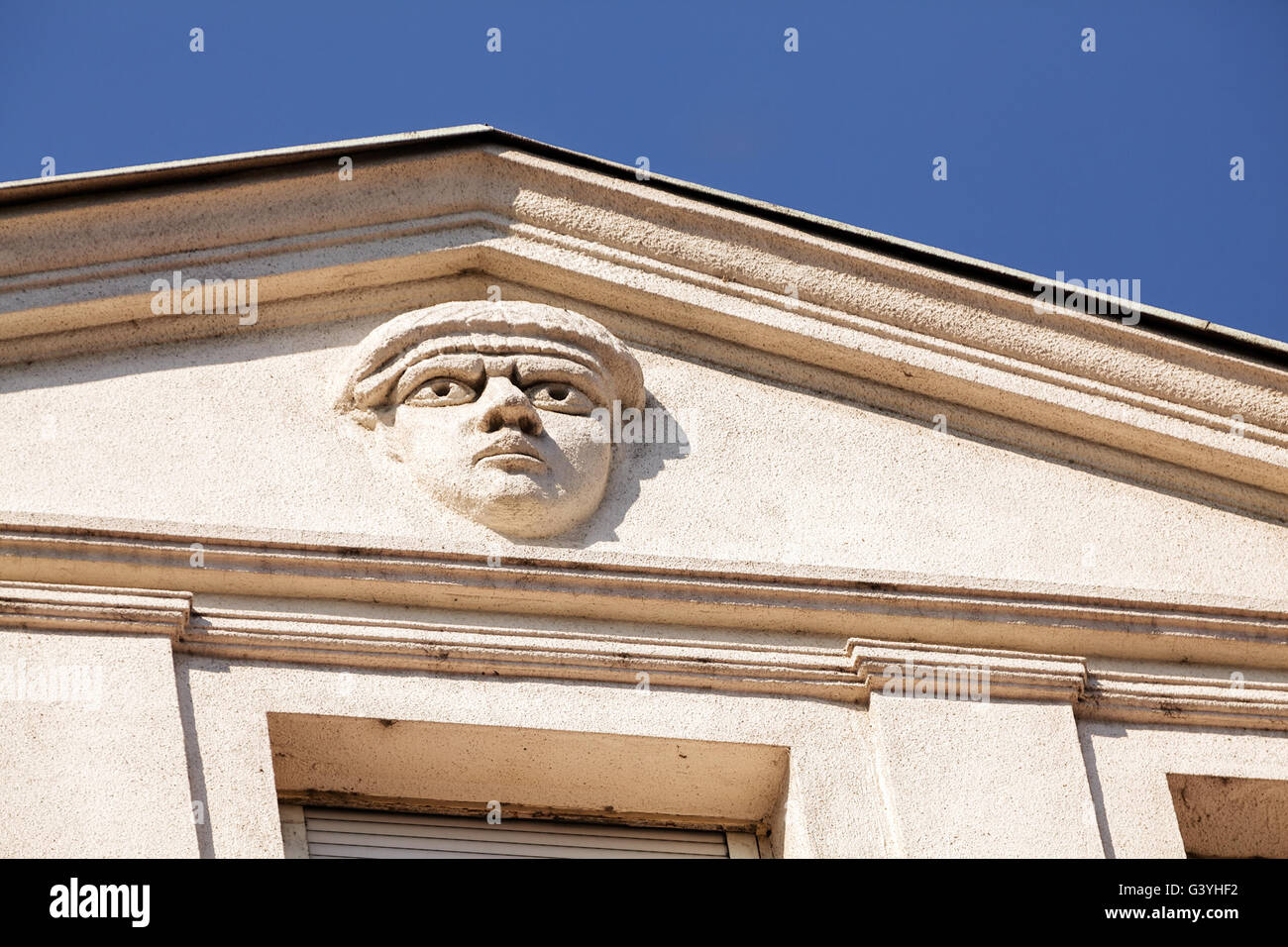 stone facade on classical building with ornaments and sculptures Stock ...
