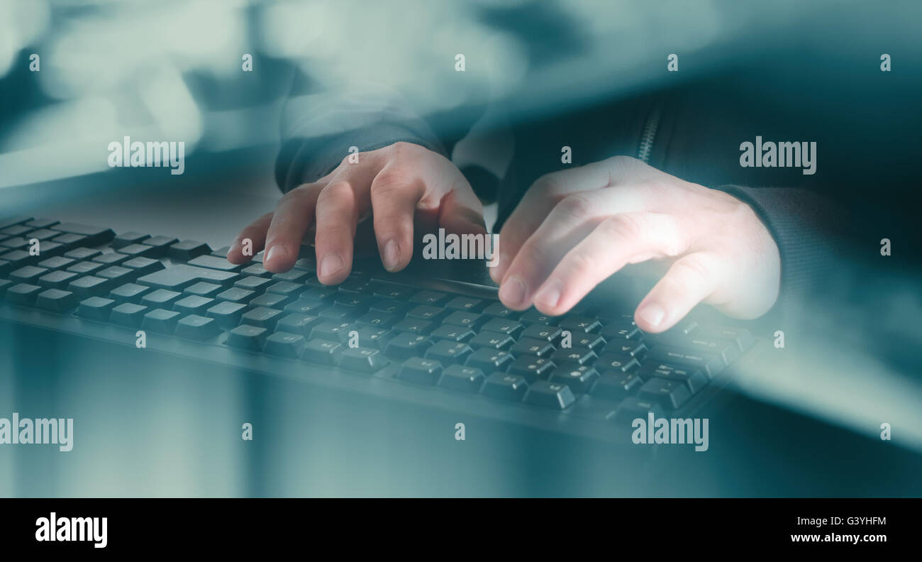 Hands typing on computer keyboard Stock Photo - Alamy