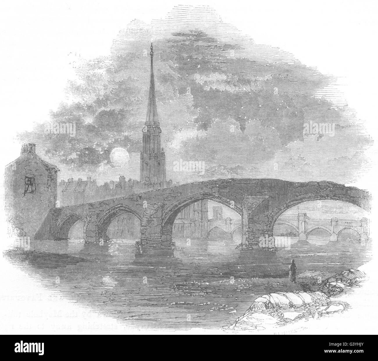 SCOTLAND: Ayrshire: Brigs of Ayr, antique print 1850 Stock Photo - Alamy