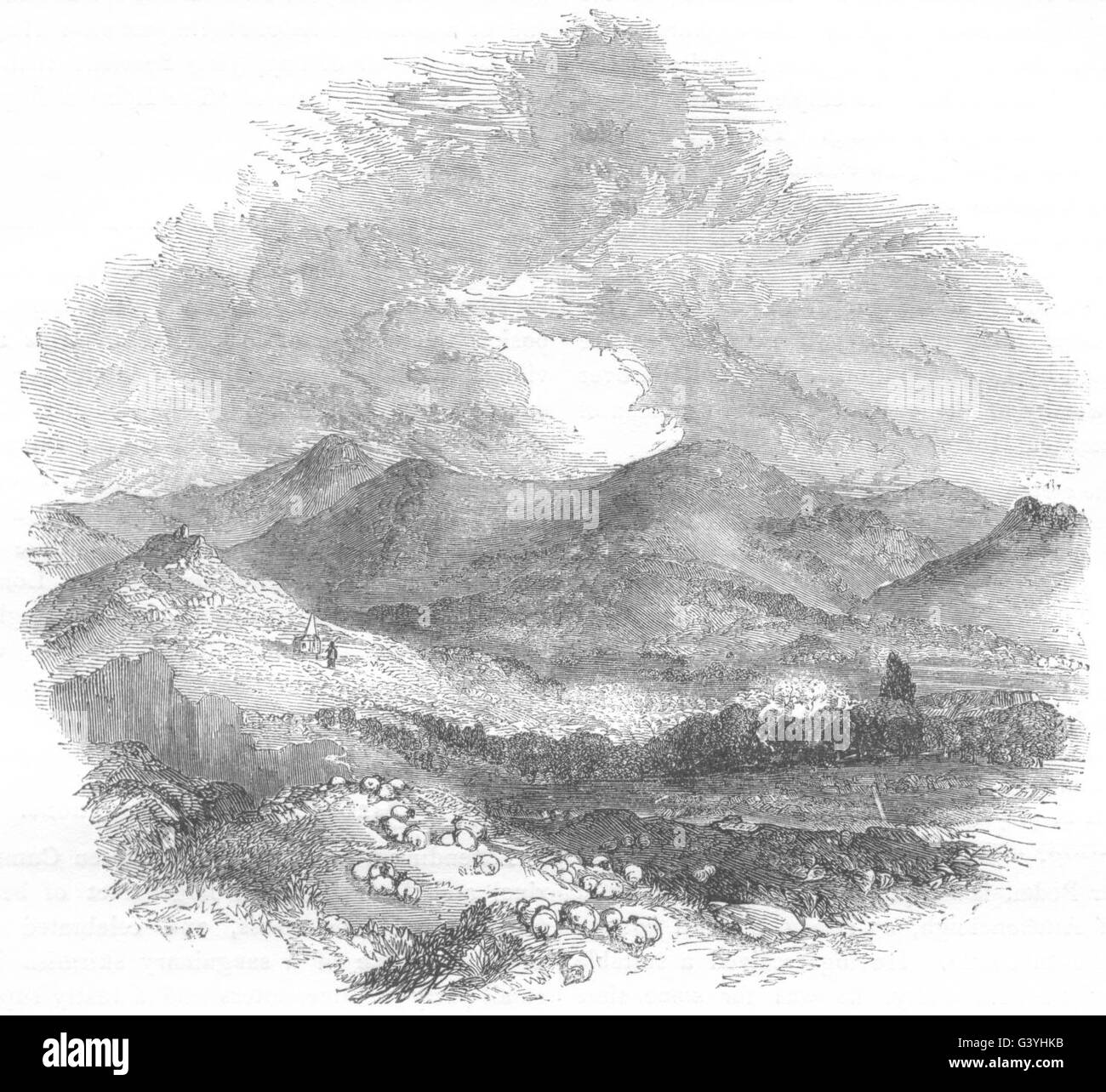 SCOTLAND: Ayrshire: Loudoun Hill, antique print 1850 Stock Photo - Alamy