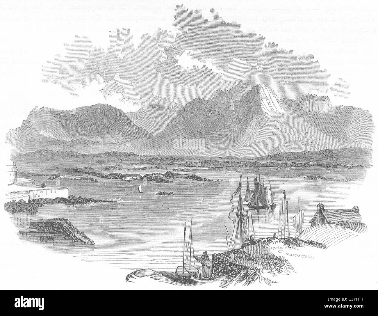IRELAND: Connemara: Roundstone Bay, antique print 1850 Stock Photo - Alamy