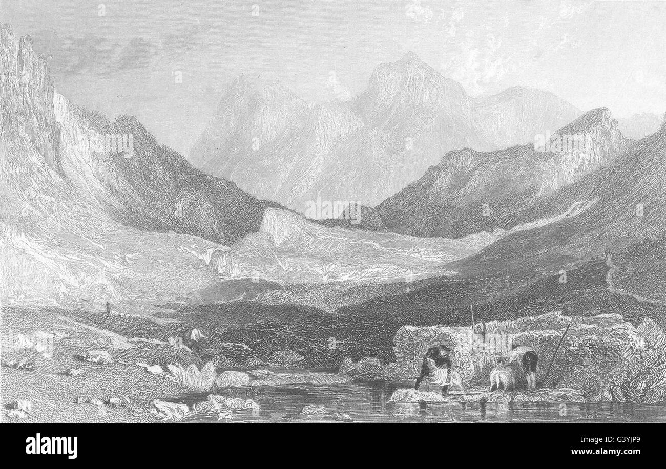 CUMBRIA: Clare Moss, from little Langdale head (Allom) , antique print ...