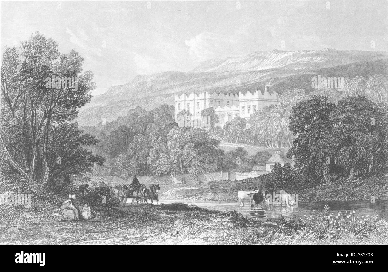 DURHAM: Stanhope Castle, Durham (Allom) , antique print 1832 Stock ...