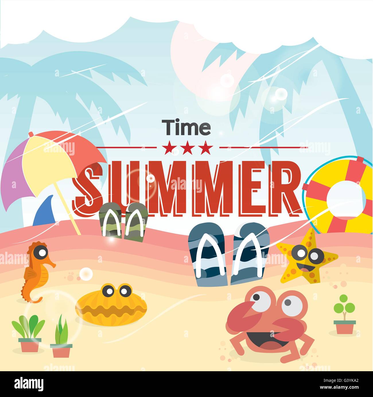 Summer Time Vector Illustration Stock Vector Image & Art - Alamy