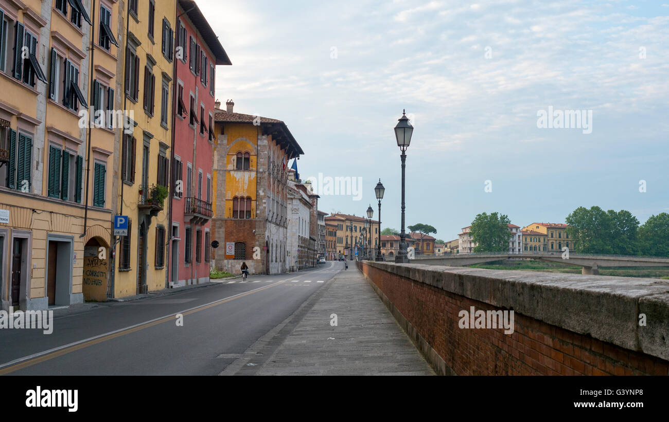 Pisa city, Italy. View of old streets and various buildings Stock Photo ...
