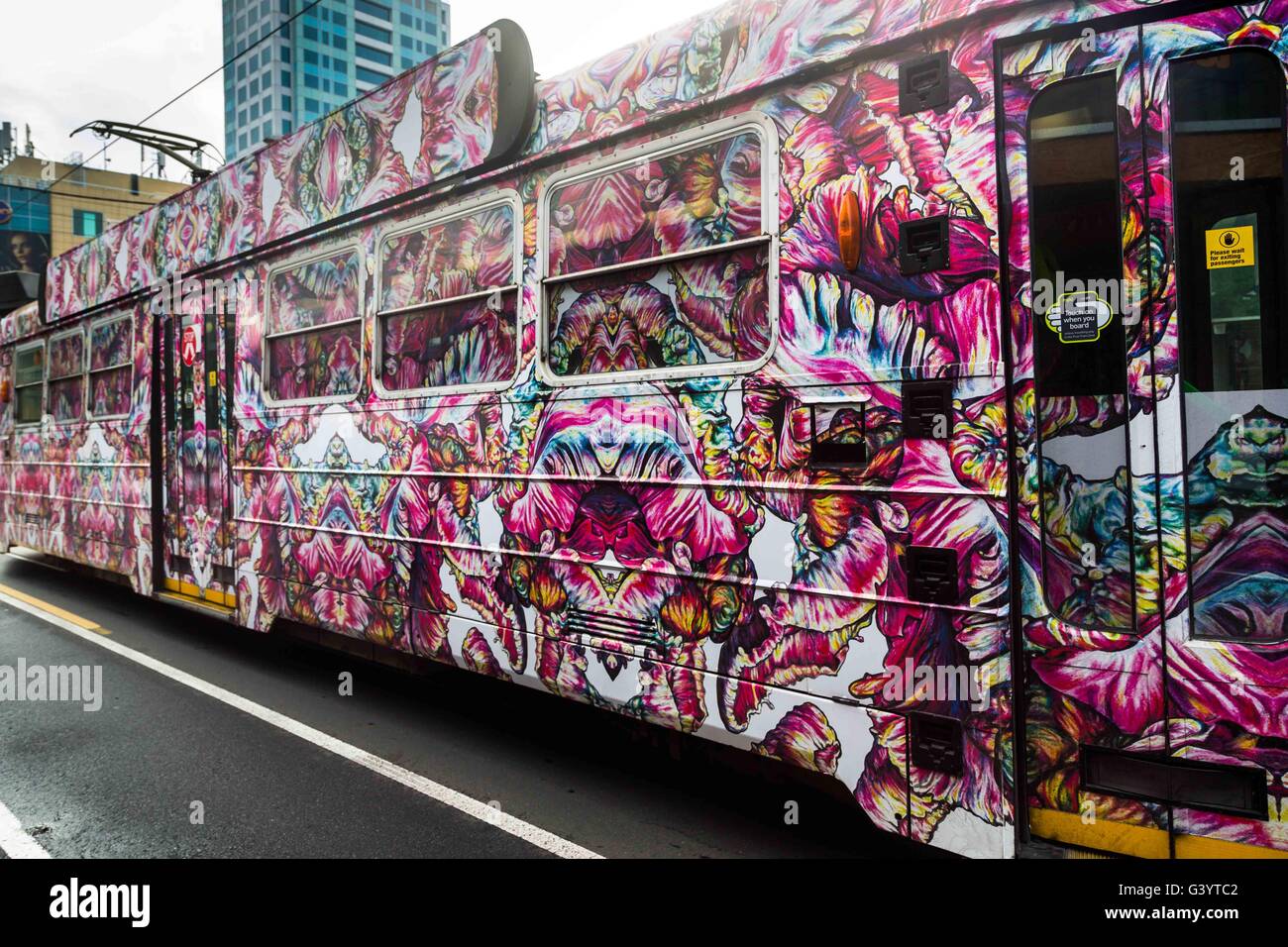 A colourful tram in the City of Melbourne Stock Photo - Alamy