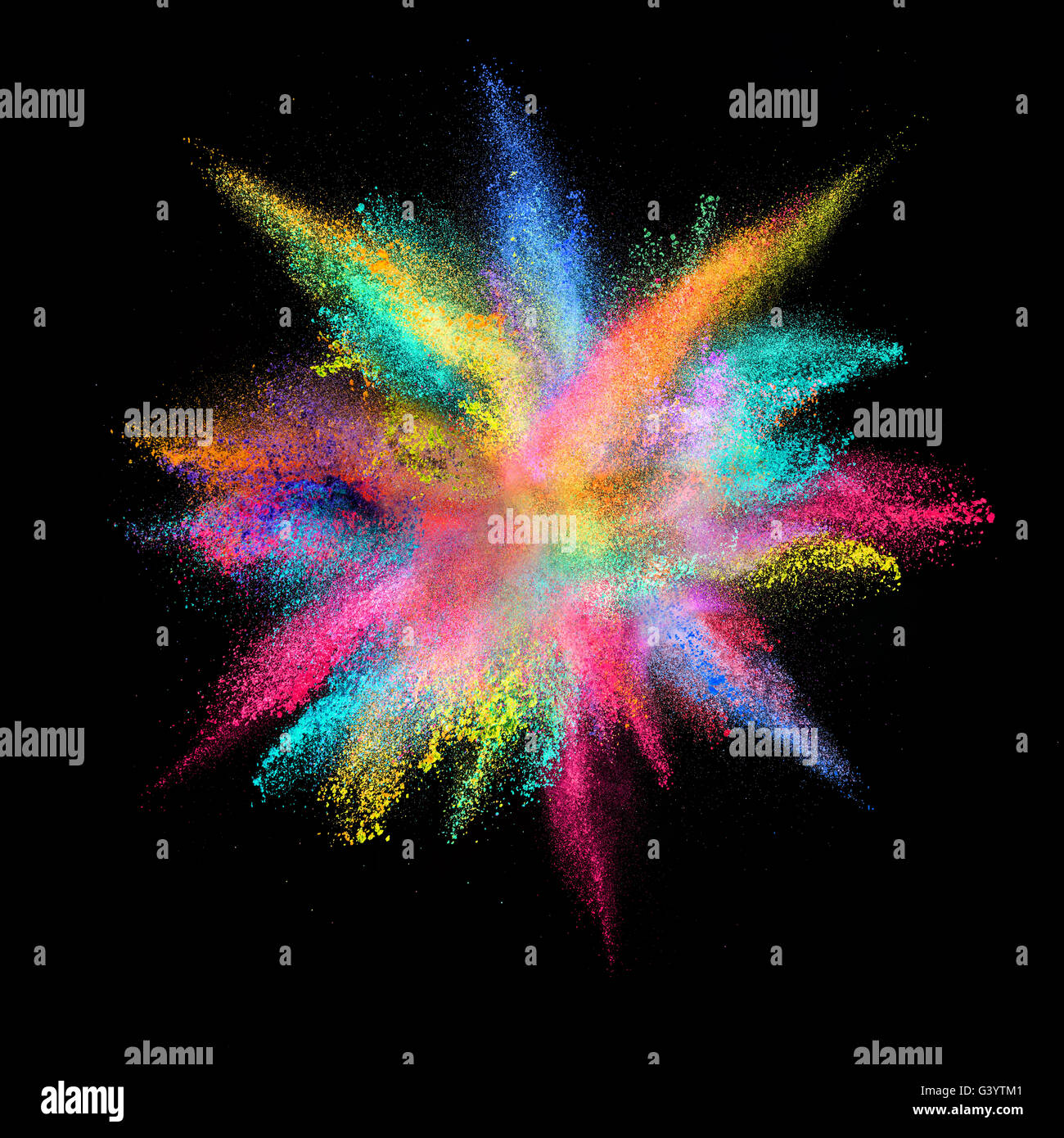 Explosion of colored powder, isolated on black background Stock Photo ...