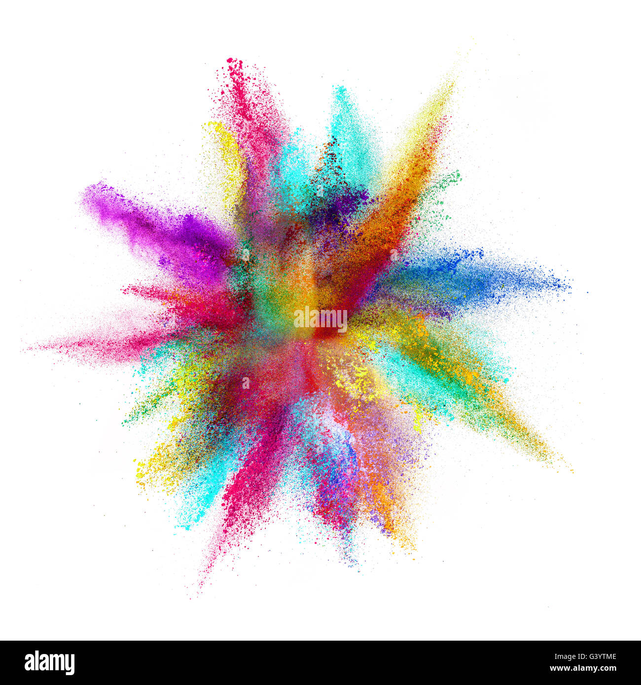 Explosion of colored powder, isolated on white background Stock Photo ...