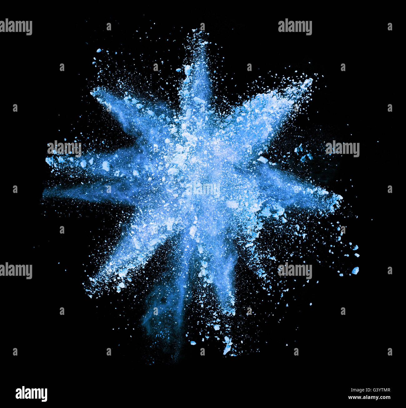 Explosion of blue powder, isolated on black background Stock Photo - Alamy