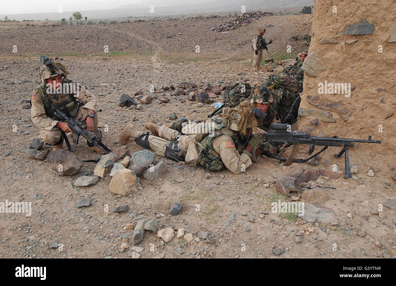 Soldiers secure their sectors of fire and set up a 360 degree perimeter ...