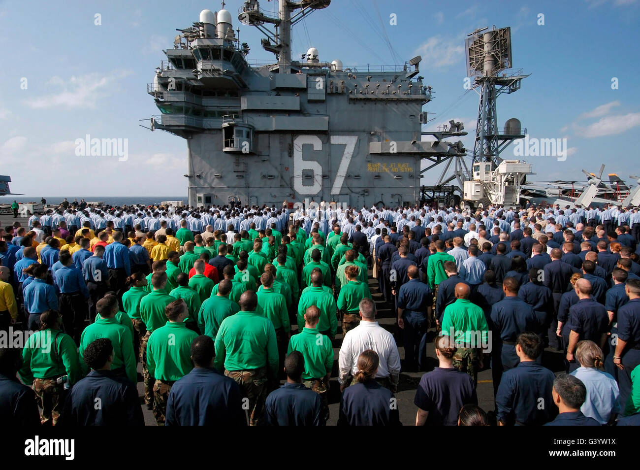 U.S. Navy Sailors stand at attention during a frocking ceremony Stock ...