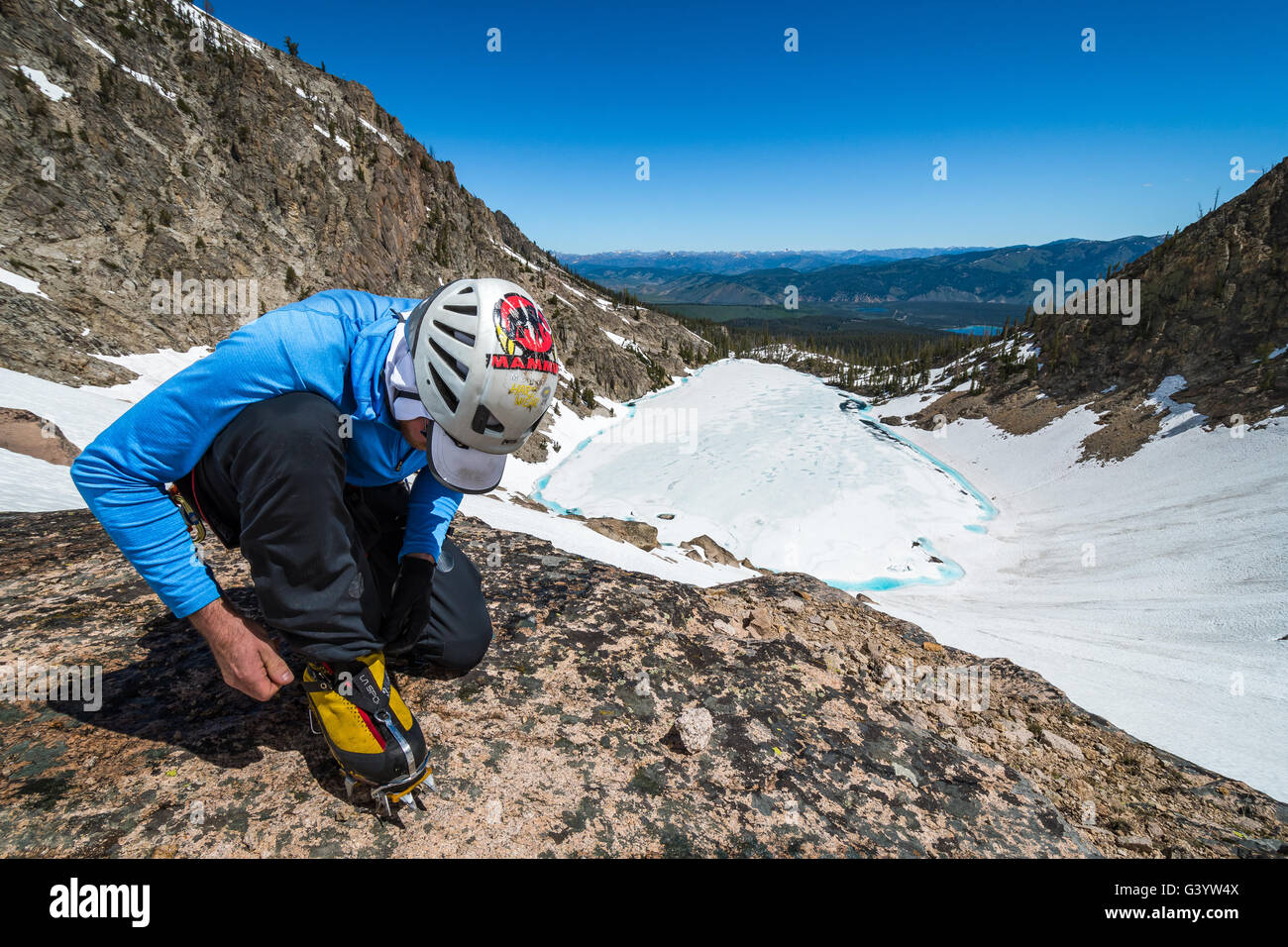 Brandon Prince on route to climb Mount Heyburn in the Sawtooth Mountain ...