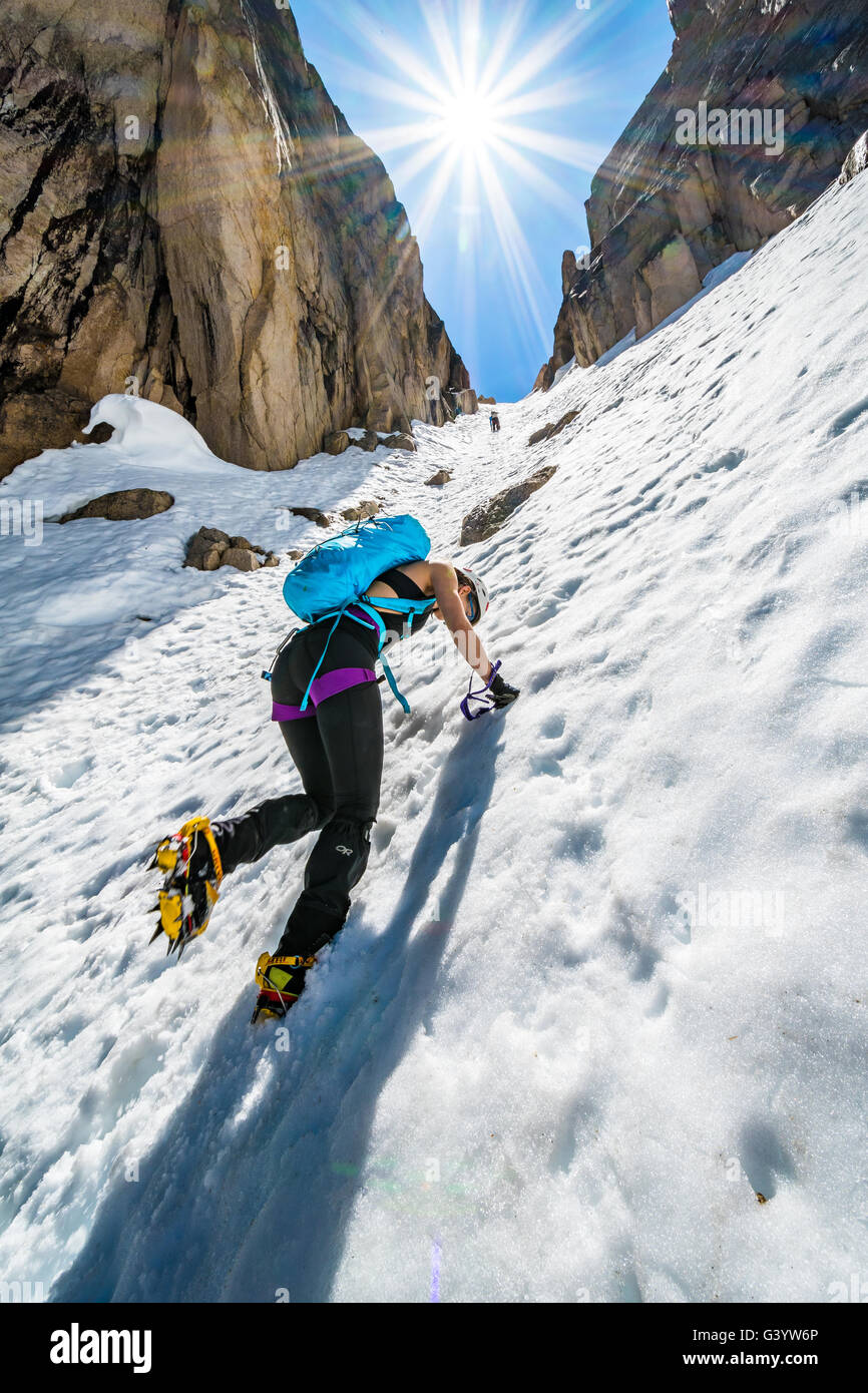 Noelle Synder climbing Mount Heyburn in the Sawtooth Mountain Range ...