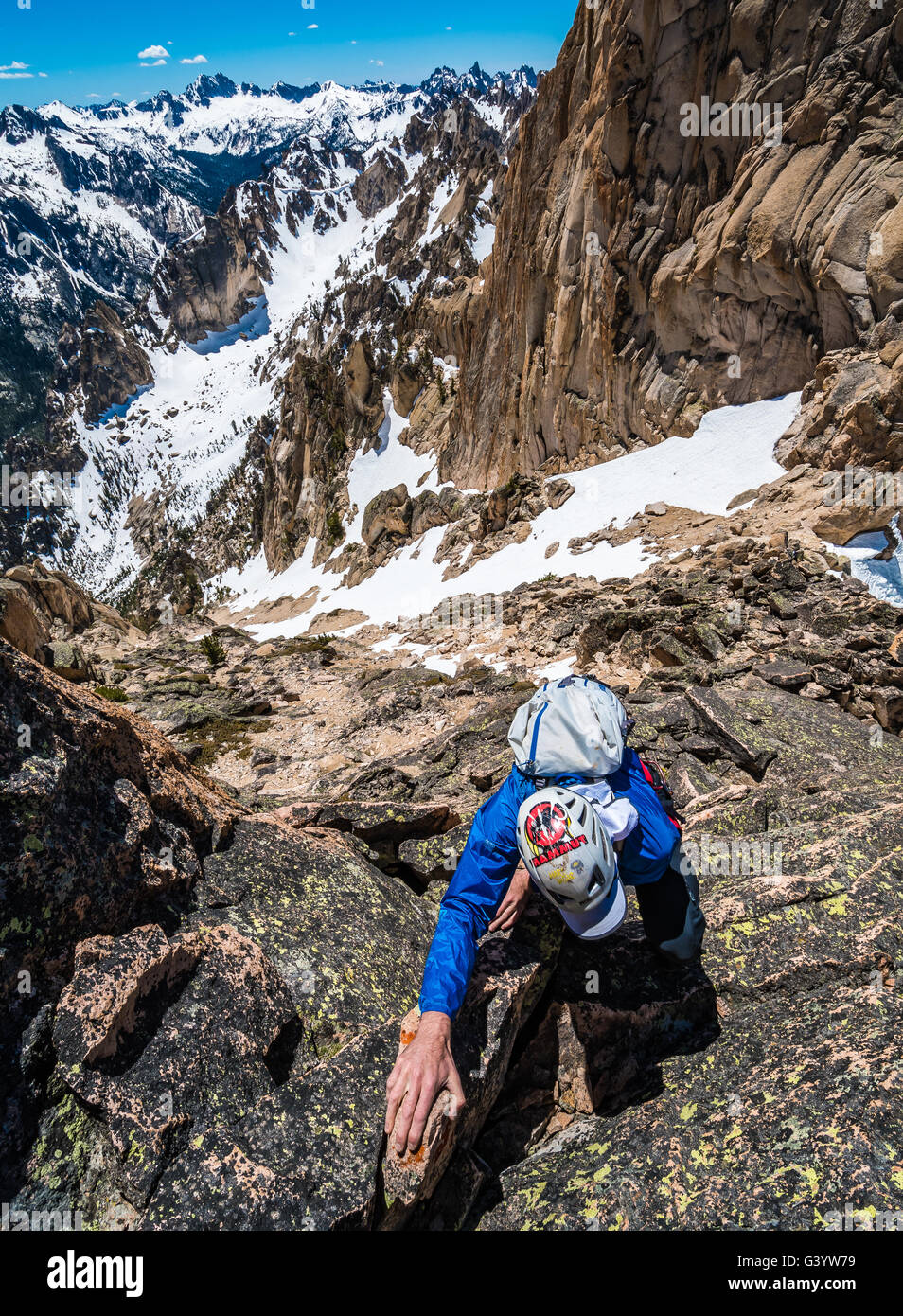 Brandon Prince climbing Mount Heyburn in the Sawtooth Mountain Range ...