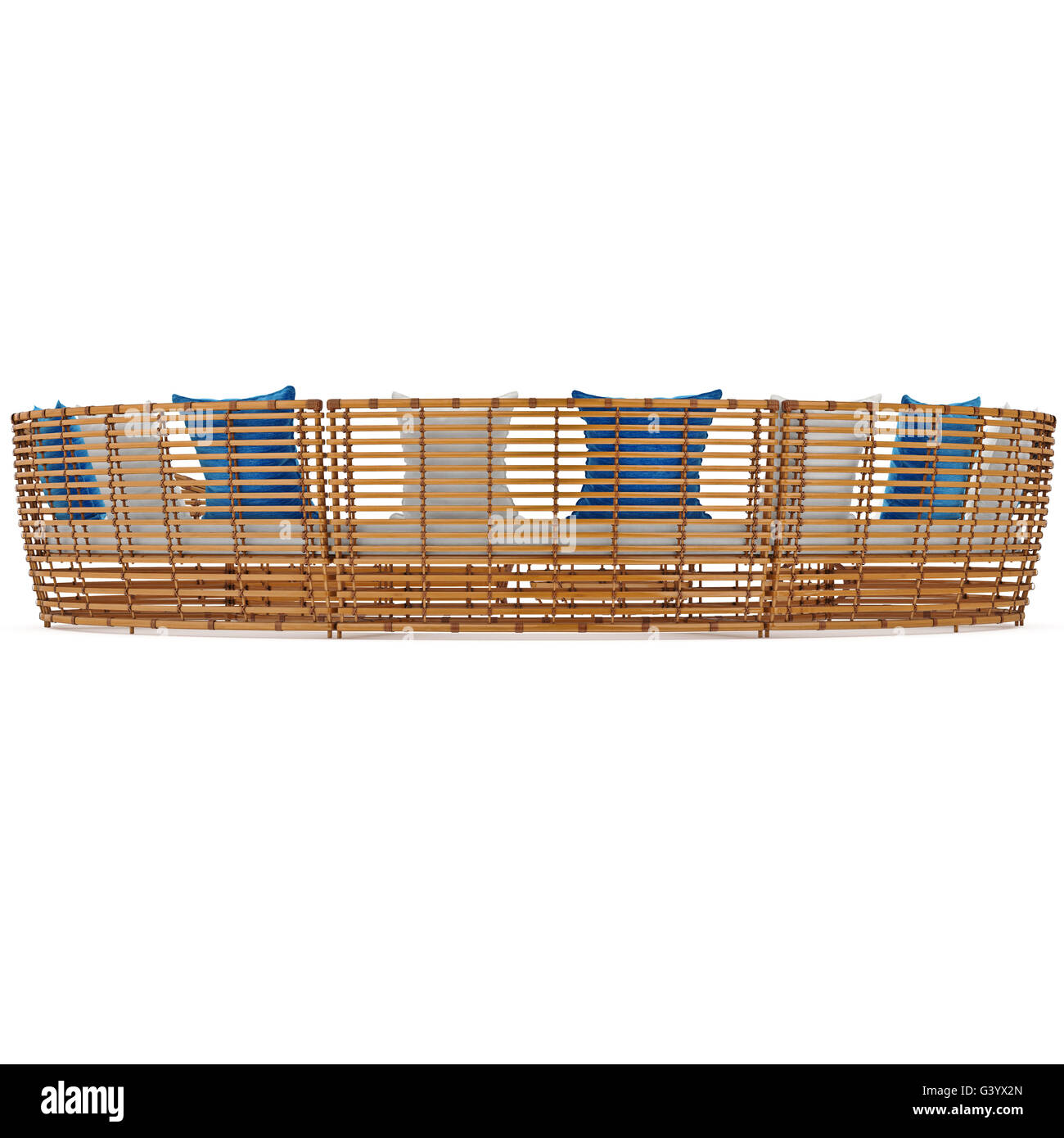 Large rattan sofa, back view. 3D graphic Stock Photo - Alamy
