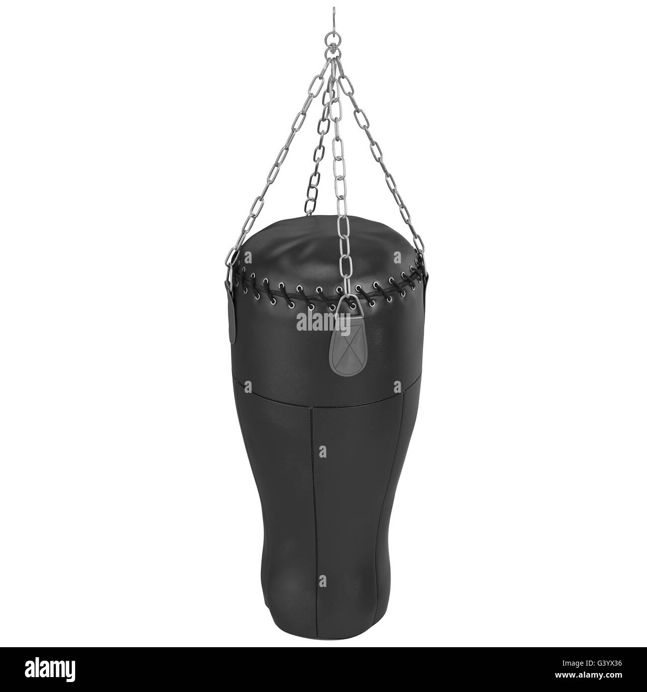 Black punching bag with lacing elements. 3D graphic Stock Photo - Alamy