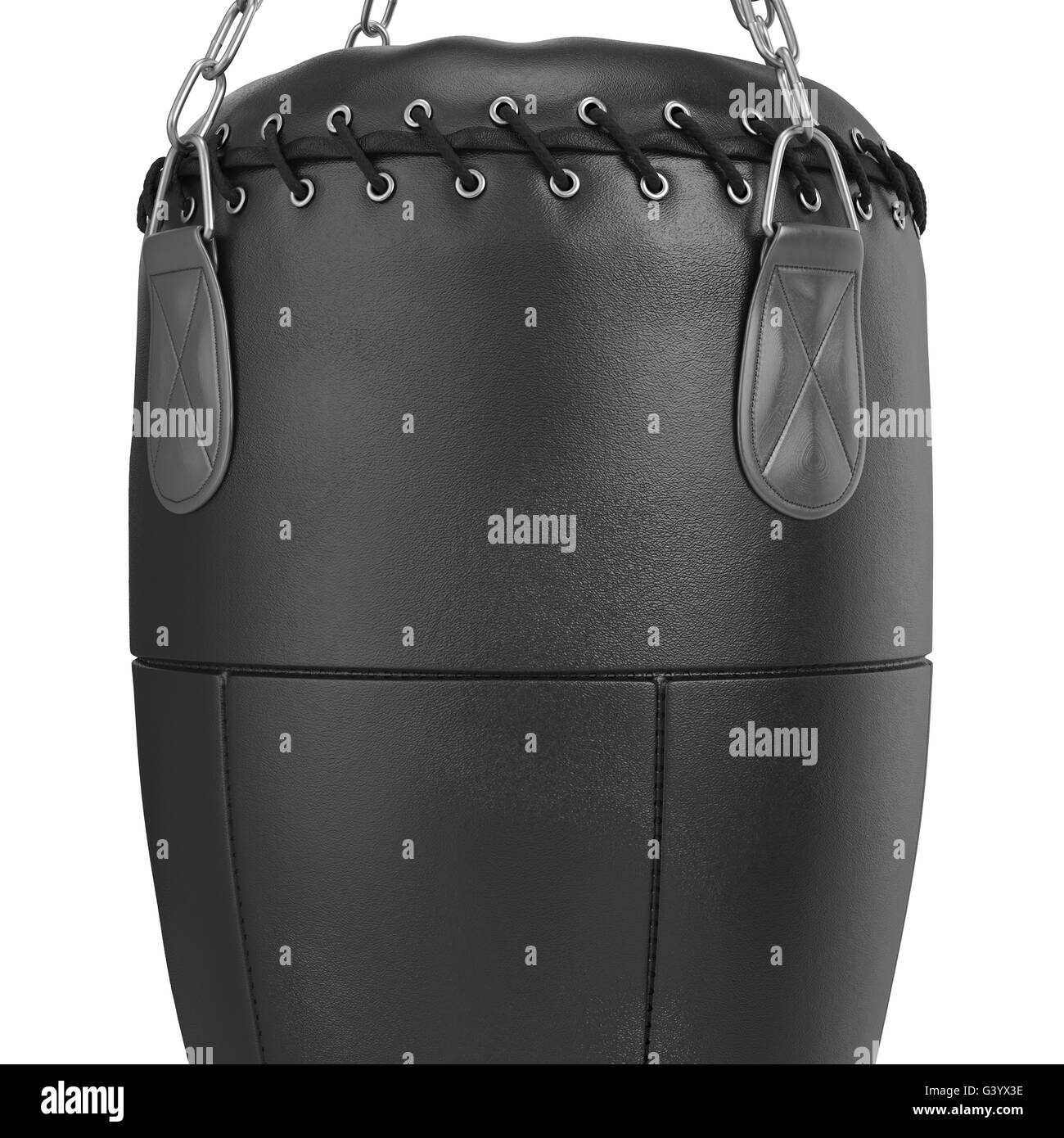 Black leather punching bag, close view. 3D graphic Stock Photo - Alamy