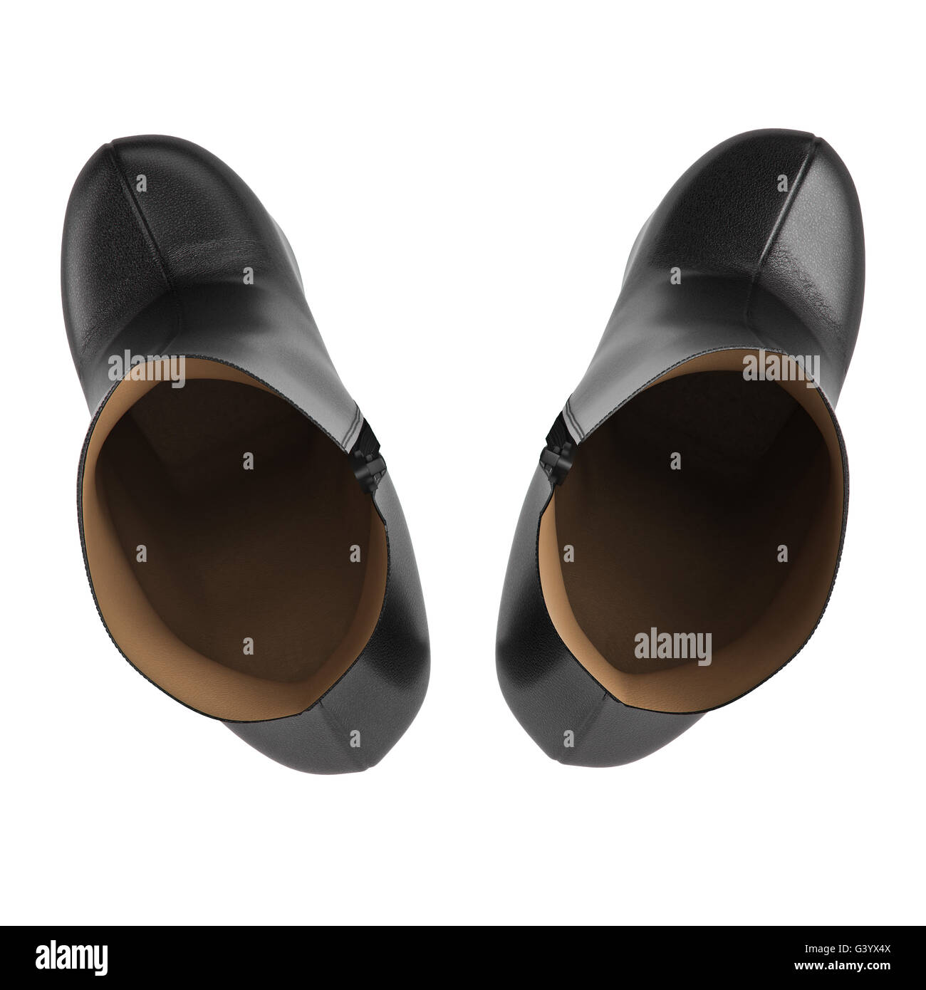 Womans black leather shoes top view. 3D graphic Stock Photo - Alamy