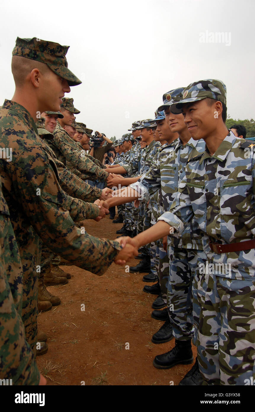 American and Chinese Marines shake hands Stock Photo - Alamy