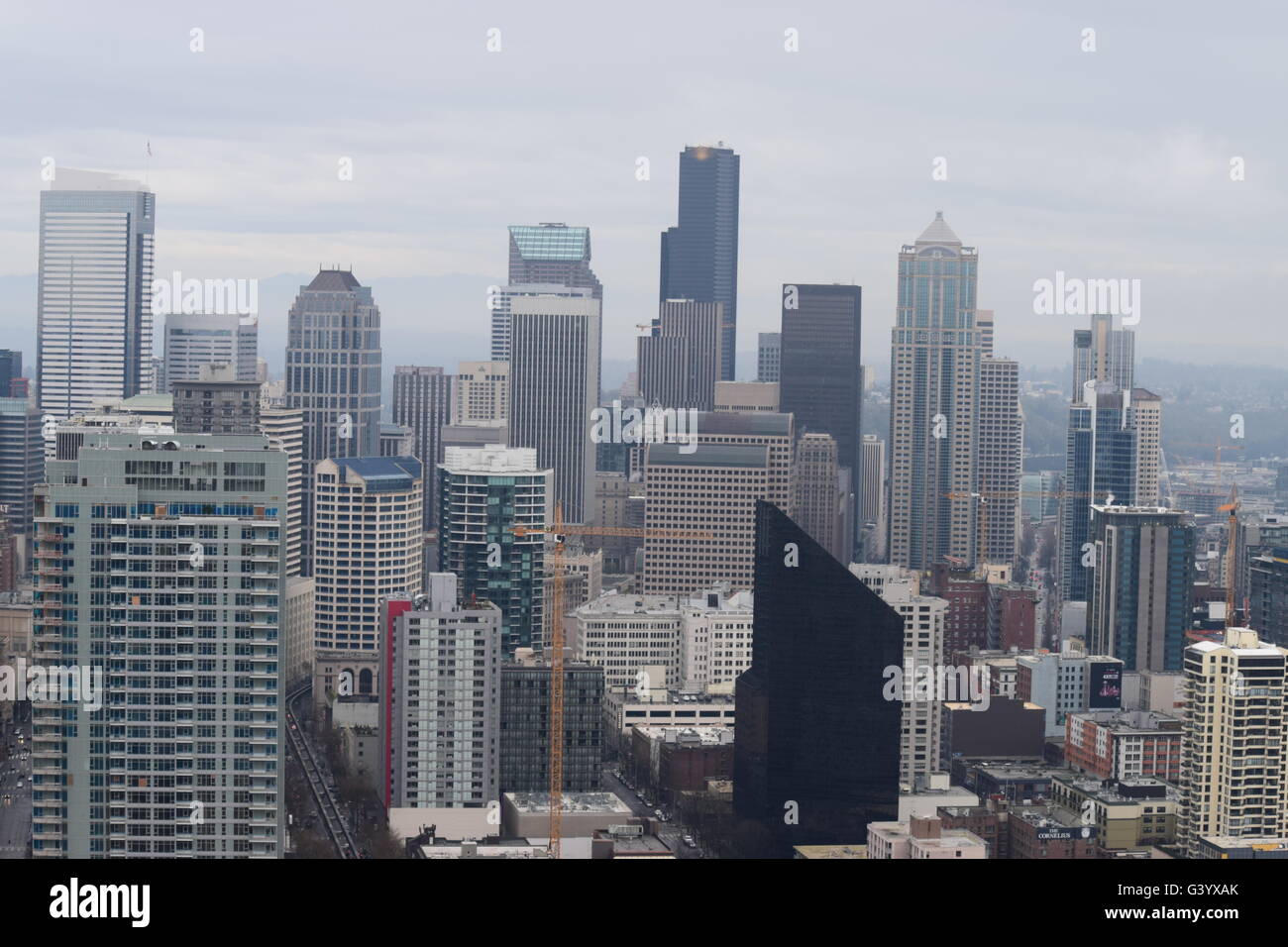 Downtown Seattle WA, cloudy day, overcast Stock Photo - Alamy
