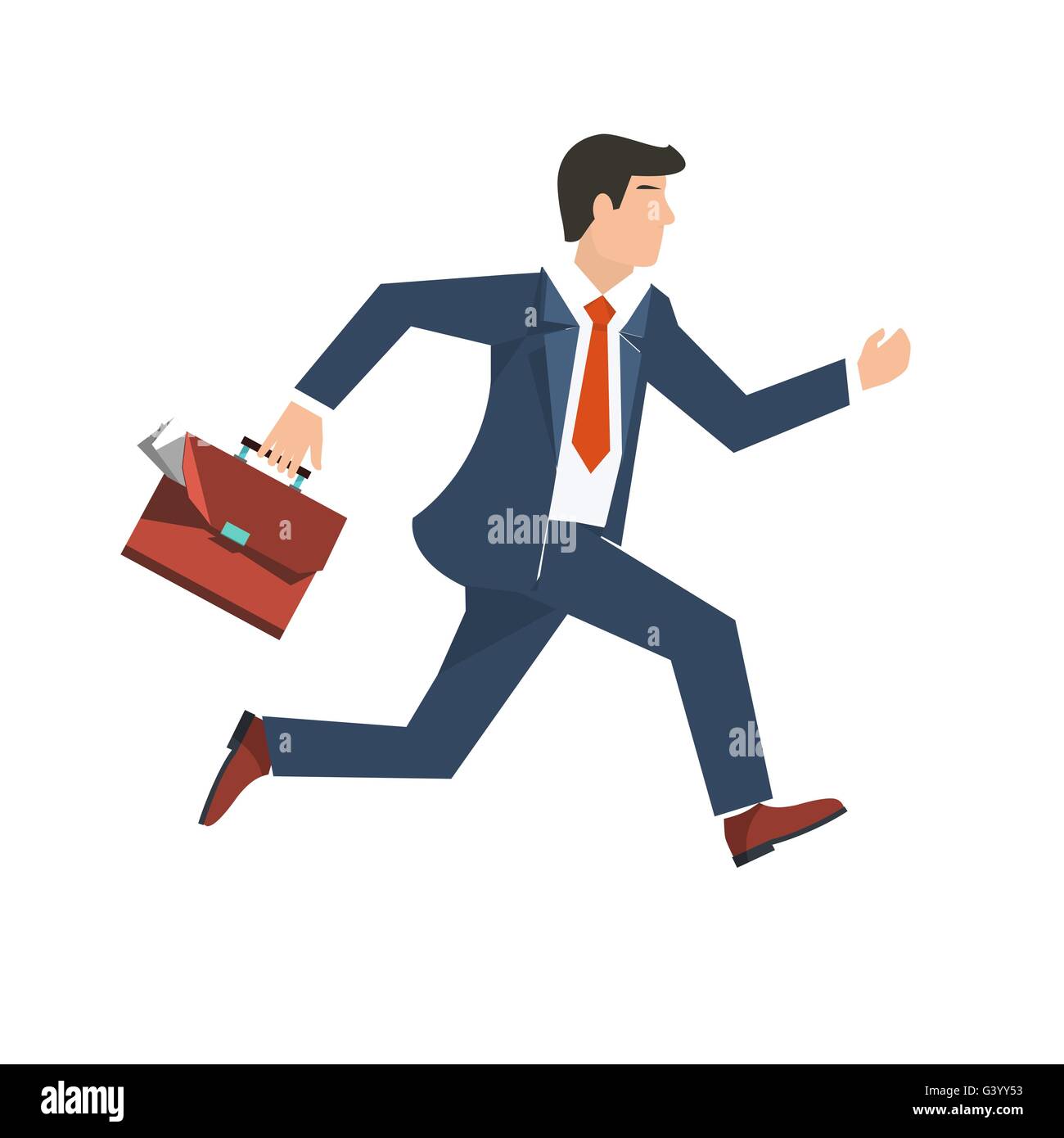 Flat style vector illustration of a businessman running, business ...