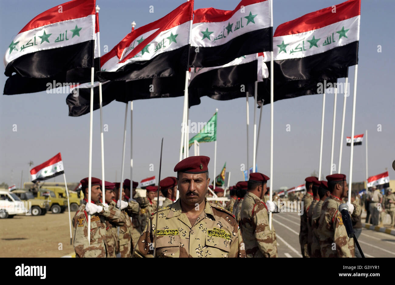 Iraqi Army soldiers standing in formation during a certification ...