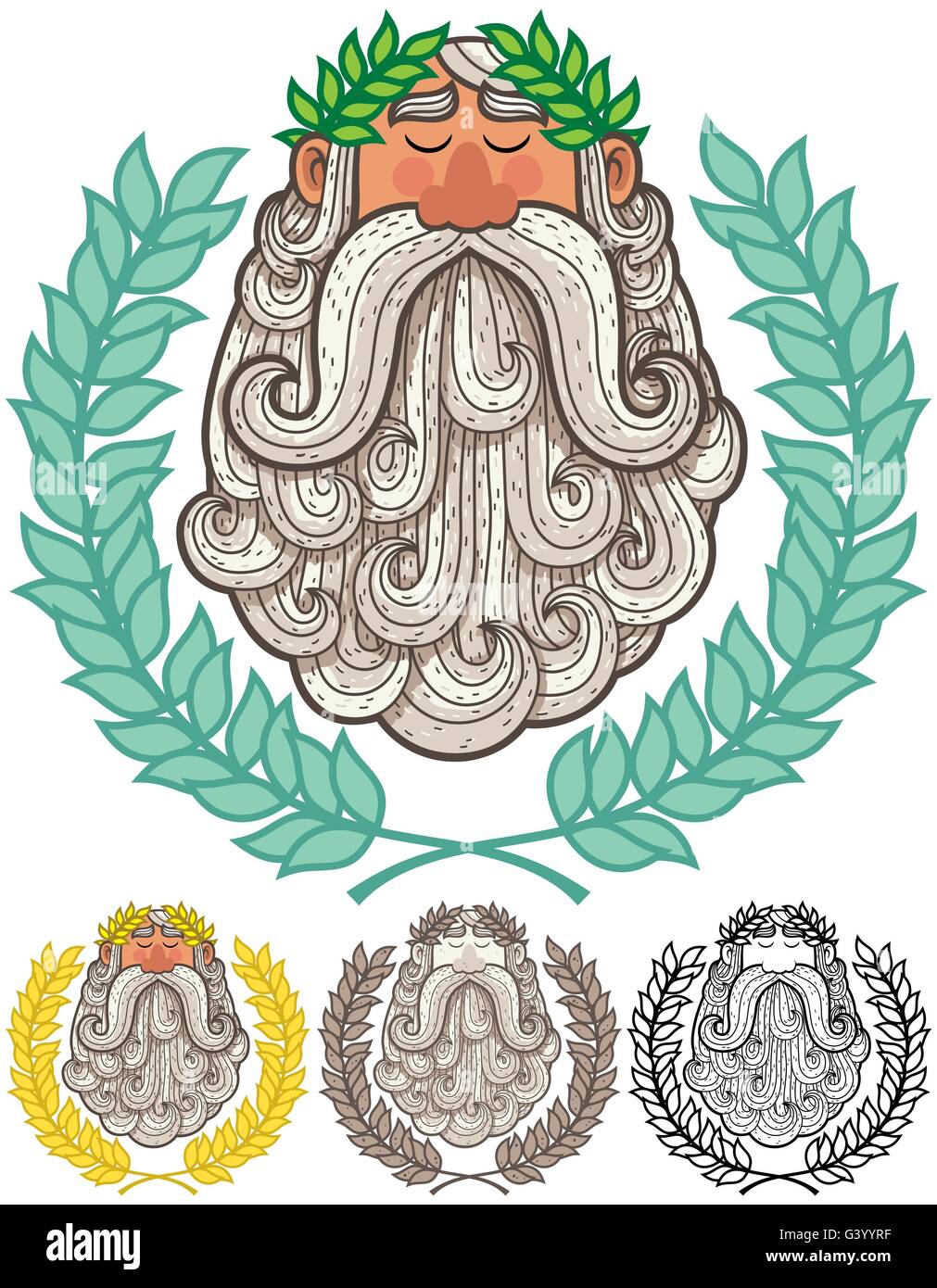 Cartoon Illustration of victor or famed person in 4 versions Stock ...