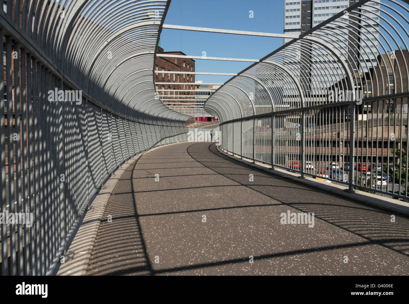 Modern urban walkway and cyclepath flyover, Glasgow, Scotland, UK Stock ...