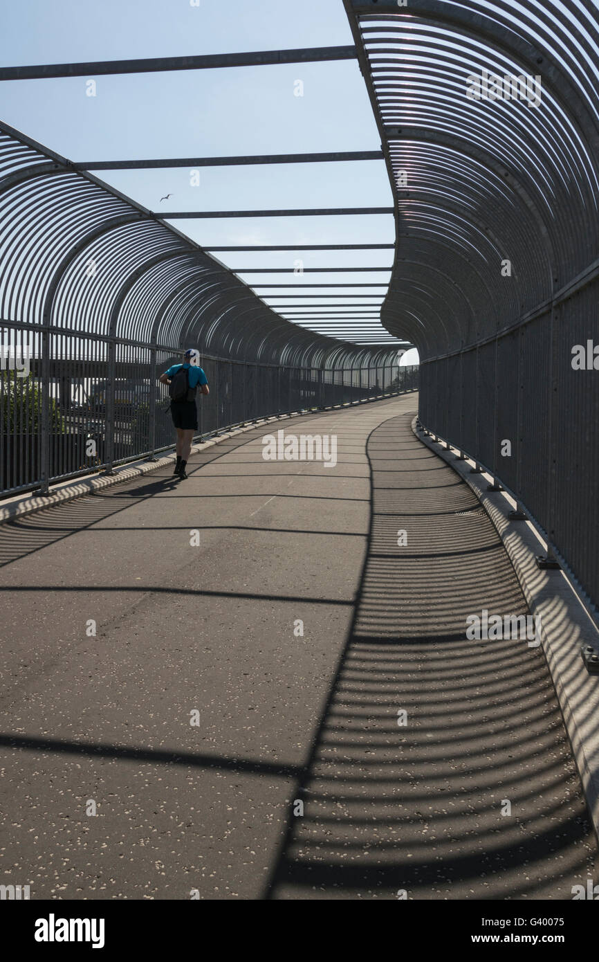 Modern urban walkway and cyclepath flyover, Glasgow, Scotland, UK Stock ...