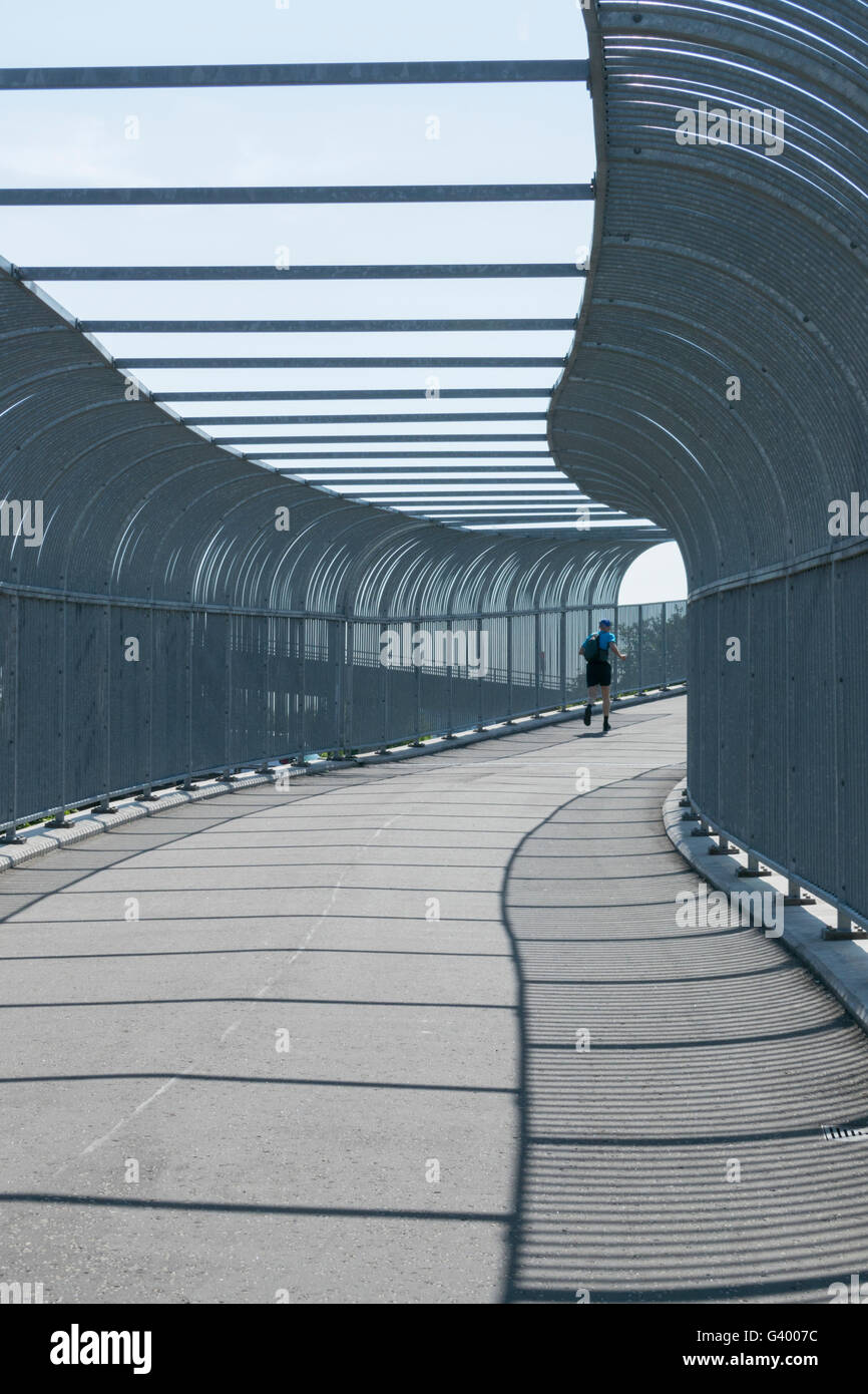 Modern urban walkway and cyclepath flyover, Glasgow, Scotland, UK Stock ...